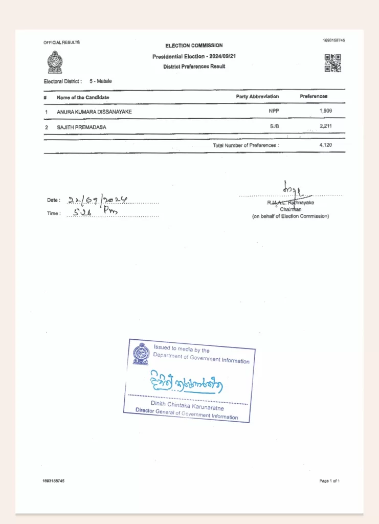 District Preferences result – FrontPage