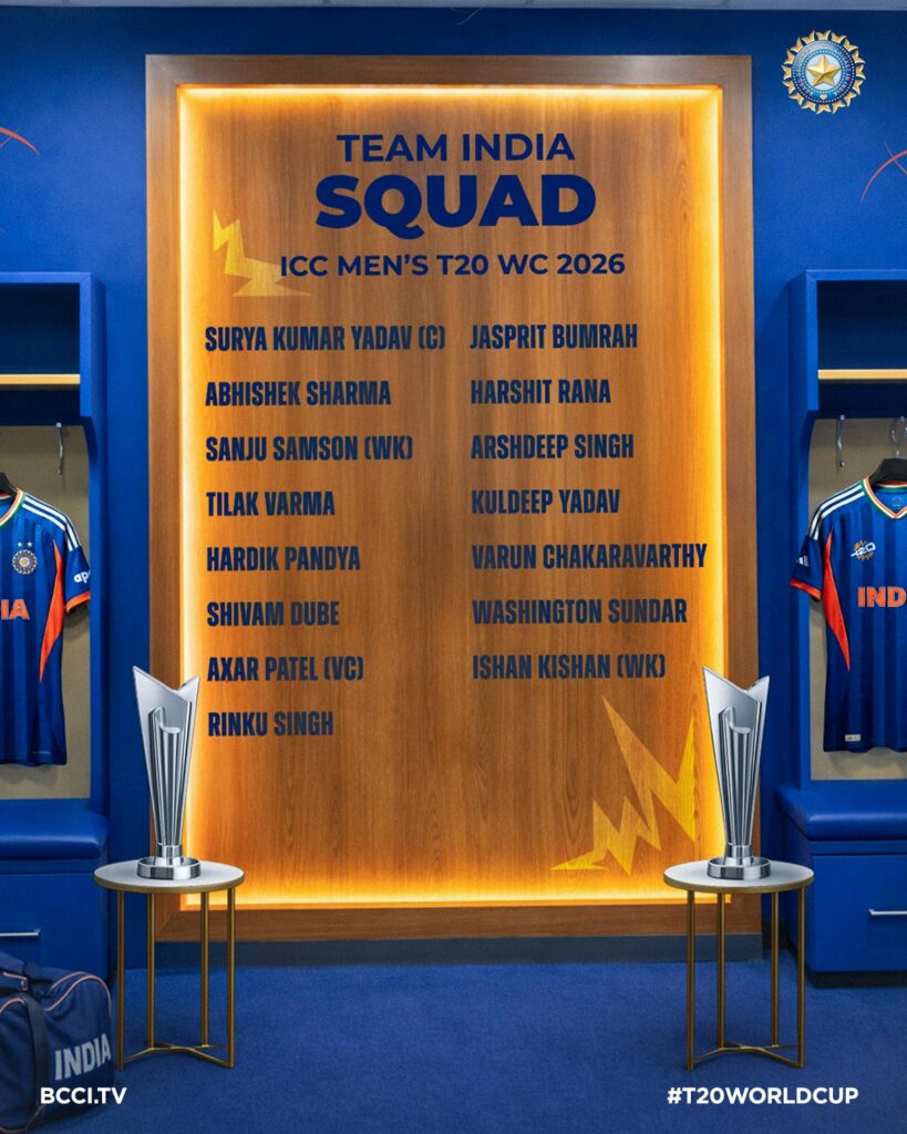 India’s squad for ICC T20 World Cup 2026 announced – FrontPage