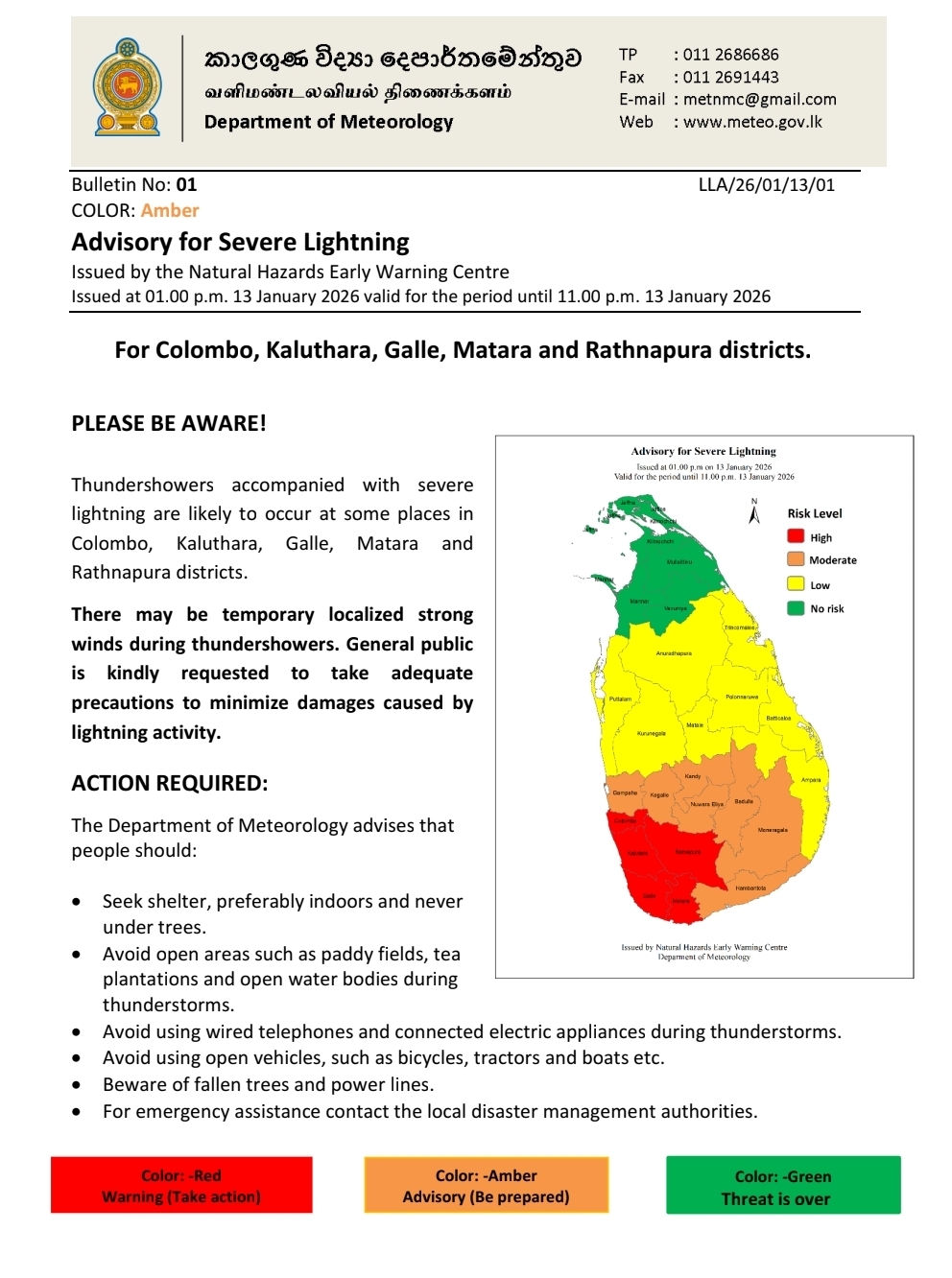 Severe lightning alert issued for 5 districts – FrontPage